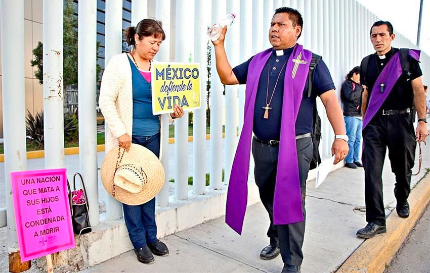 Priests conduct exorcism against evil spirits of abortion