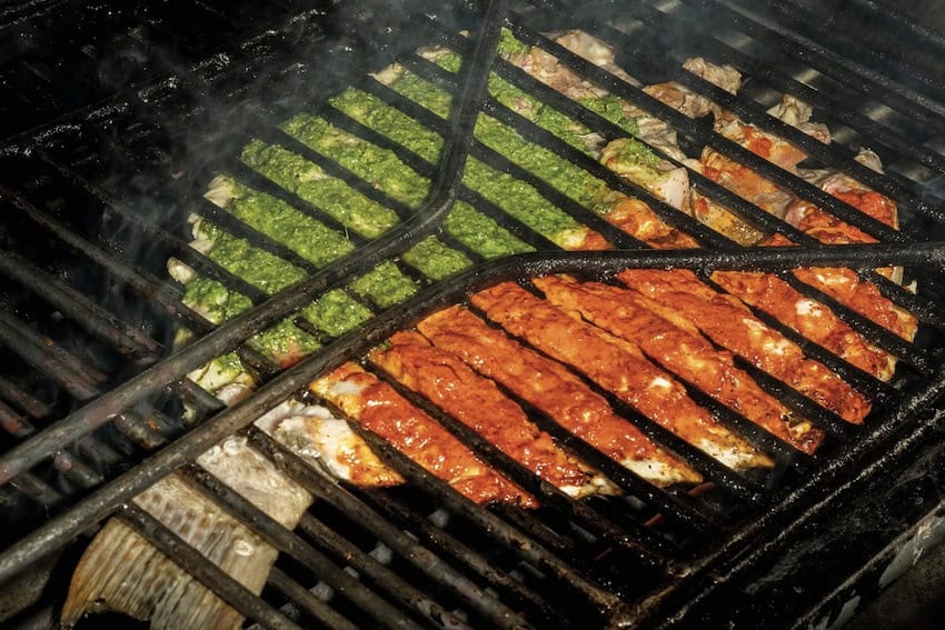 Contramar-style fish with red and green salsa