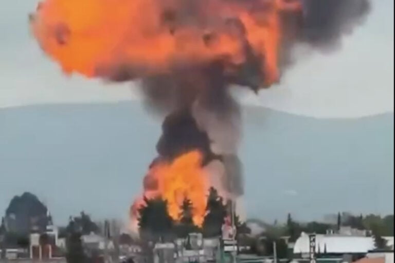 A gas tanks explosion in Puebla state sends a fireball into the sk